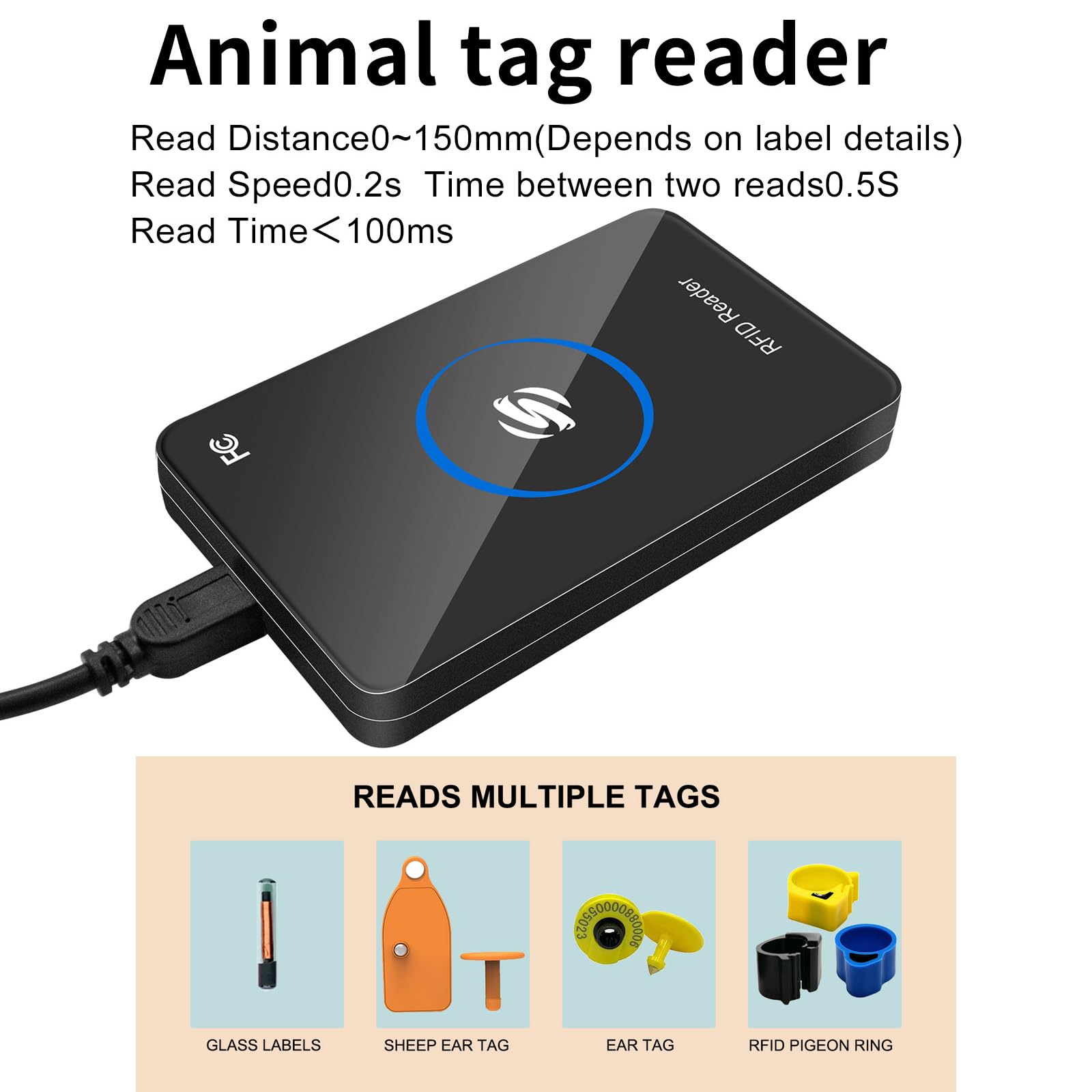 Navfmru Microchip Scanner Pet 134.2Khz ID RFID Card Reader 125KHz Reader USB Read 1326 Family Proximity Cards & EM4100 ID Card Access Control System Home Again RFID Microchip Reader