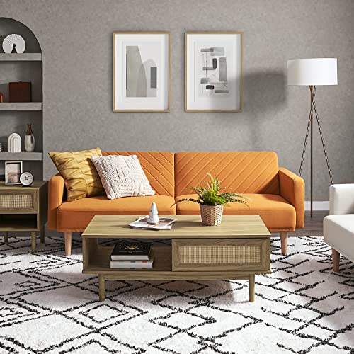 mopio Futon Sofa Bed, Couch, Small Sofa, Sleeper Sofa, Loveseat, Mid Century Modern Futon Couch, Sofa Cama, Couches for Living Room (Apricot Velvet)