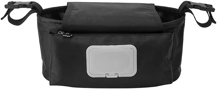 Aiguotua Universal Stroller Organizer with Insulated Cup Holder & Shoulder Strap, Fits for Stroller like Uppababy, Baby Jogger, Britax, BOB, Umbrella and Pet Stroller