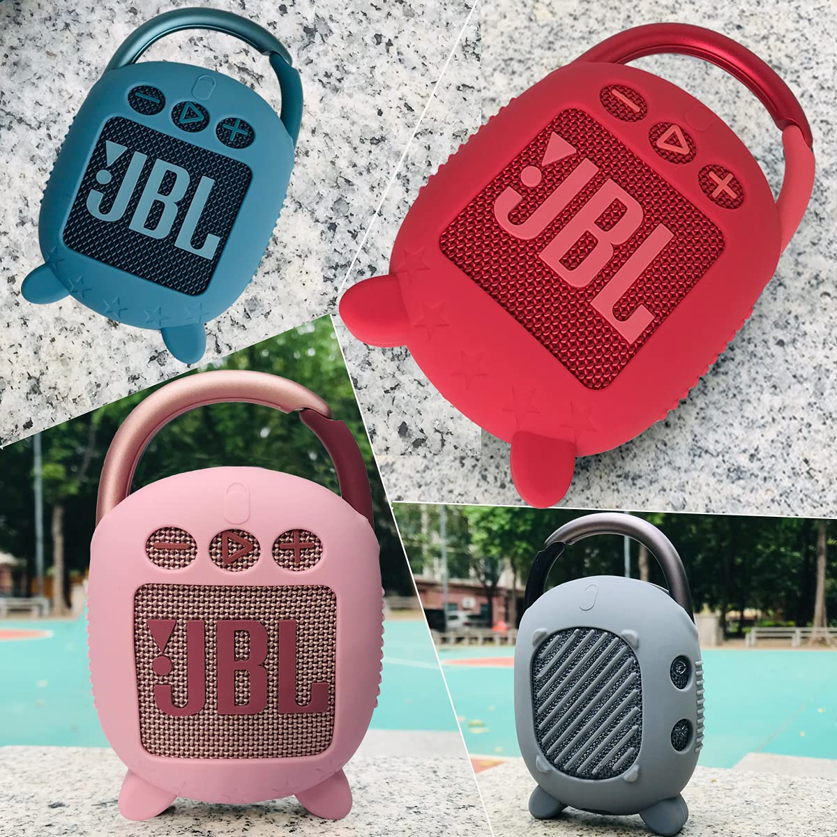 JCHPINE Silicone Cover & Hard Case for JBL Clip 4 Portable Bluetooth Speaker, Water Resistant Speaker Accessory, Shockproof, Dustproof, Blue