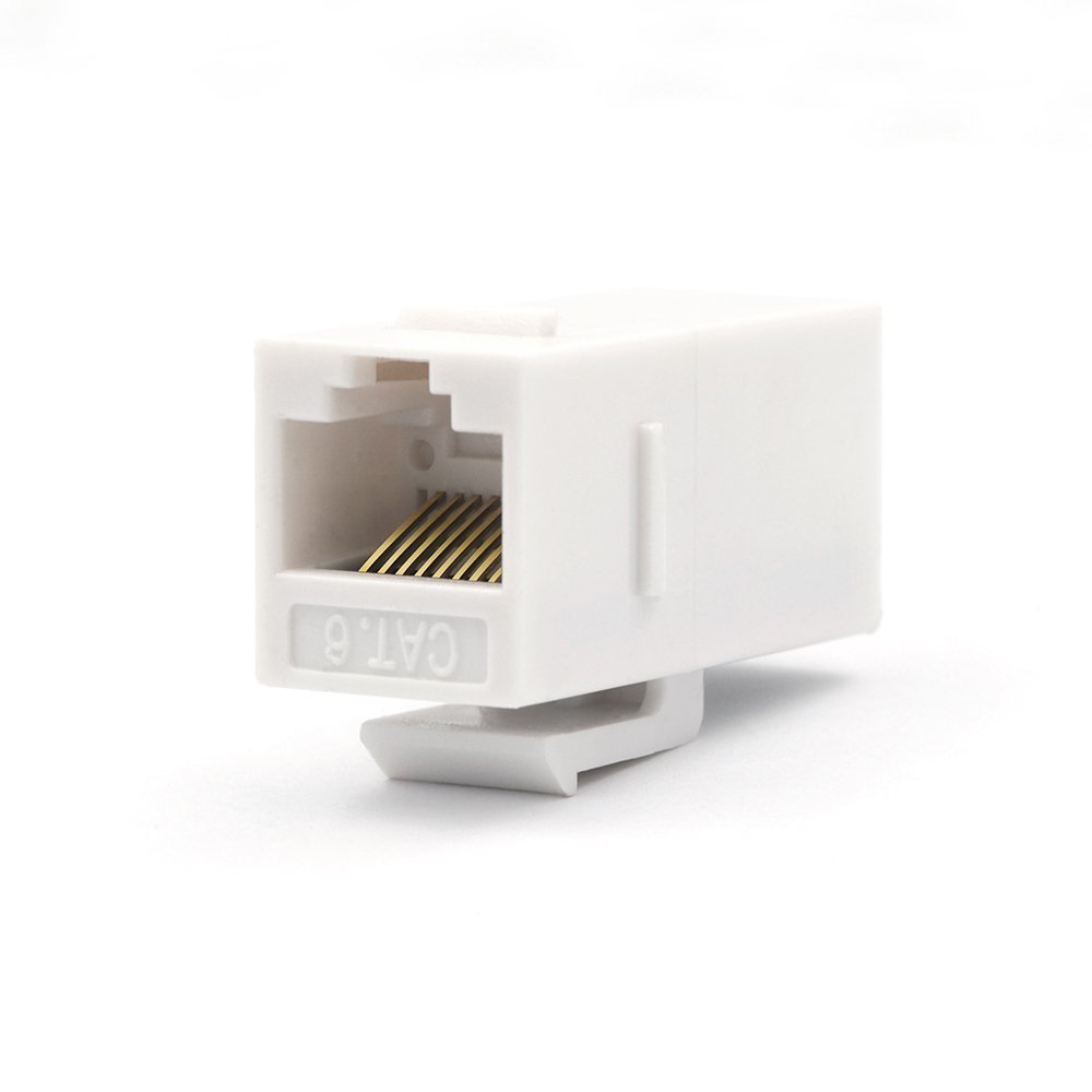 TENINYU 10-Pack CAT6 RJ45 Keystone Jack Female Coupler Insert Snap-in Connector Socket Adapter Port for Wall Plate Outlet Panel - White
