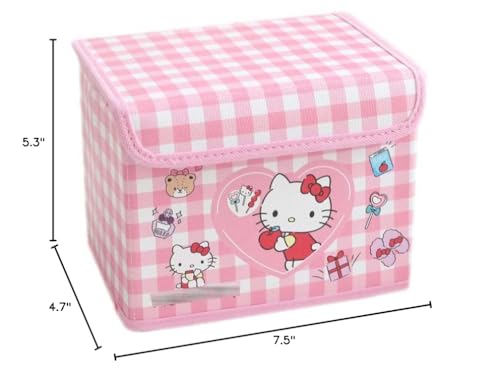 Bliqlriy Kawaii Collapsible Storage Bin, Cute Storage Box Foldable Baskets Office Desk Organizer Cute Room Decor (Cat)