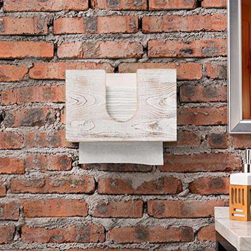 MyGift Whitewashed Wood Wall Mounted Paper Towel Holder for Bathroom, Tri Fold, Multifold, C Fold, Z Fold Disposable Hand Towel Dispenser Guest Restroom
