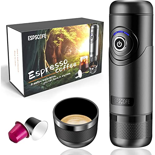 ESPSCOFE Portable Espresso Maker 12V Camping Coffee Makers with Carrying Case Electric Espresso Coffee Maker Compatible with NS Capsules For Travel,RV,Camping Outdoor Coffee Maker Cappuccino Maker