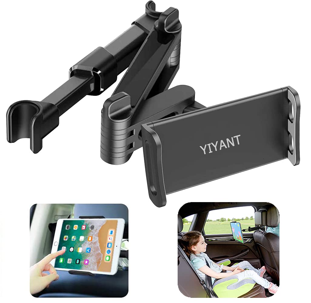YIYANT Tablet iPad Holder for Car Headrest Mount, iPad Car Backseat Seat Holder Long Road Trip Travel Accessories Essentials for Kids Adults Fits All 4.7-11" cellphones iPad/Mini/Pro Galaxy