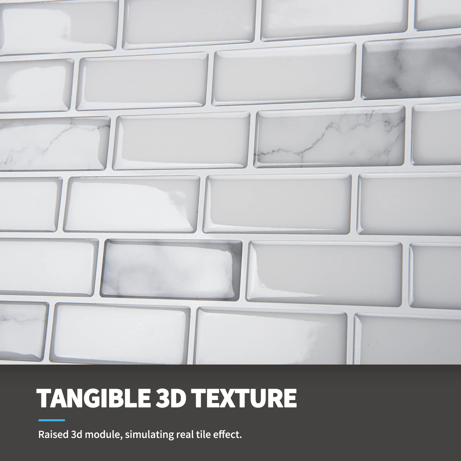 Art3d 10-Piece Peel and Stick Backsplash Tile, 12" X 12" Self-Adhesive Tile Sticker (10 Tiles)