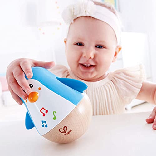 Hape Penguin Musical Wobbler | Colorful Wobbling Melody Penguin, Roly Poly Toy for Kids 6 Months+, Multicolor, 5'' x 2'' (E0331) , Blue