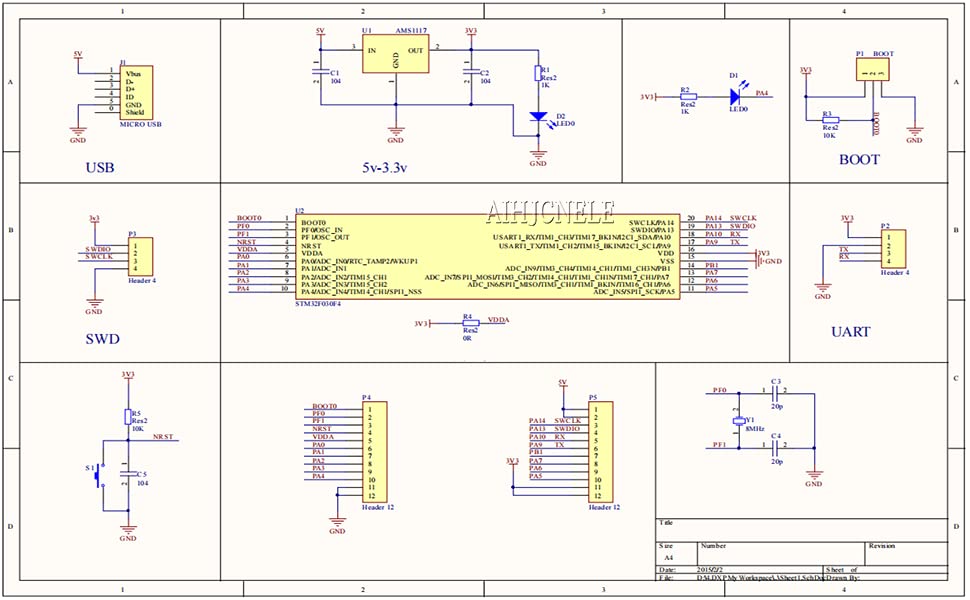 AIHJCNELE STM32F030F4P6 ARM STM32 Minimum System Development Board Core Learning Board Cortex-M0 MCU Single Chip Microcomputer Module 32 Bit 48 M with Pin Cable Wire (F030F4P6)