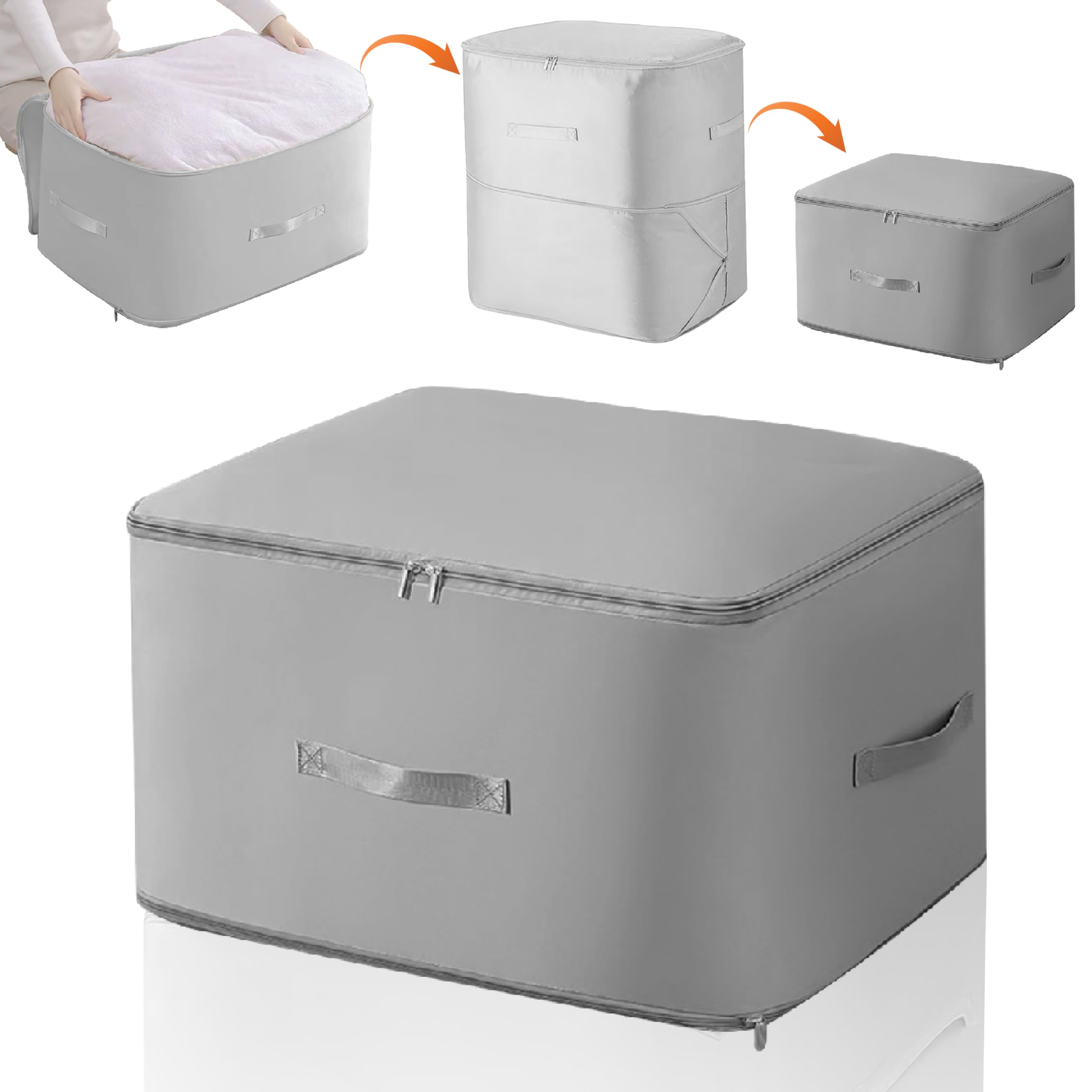 AGSIXZLAN Ultra Space Saving Self Compression Organizer,2024 New Portable Heavy Duty Moving Bags, Storage Tote For Space Saving,For Comforters,Clothes And Blankets,Bedding (Gray,Xl-54 * 42 * 60 Cm)