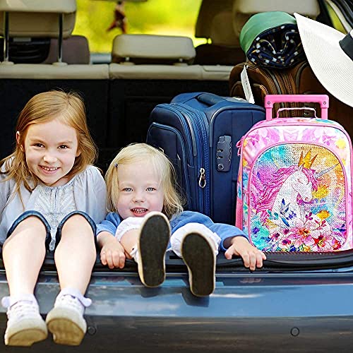 Kids Luggage for Girls, Cute Unicorn Rolling Wheels Suitcase for Toddler Children