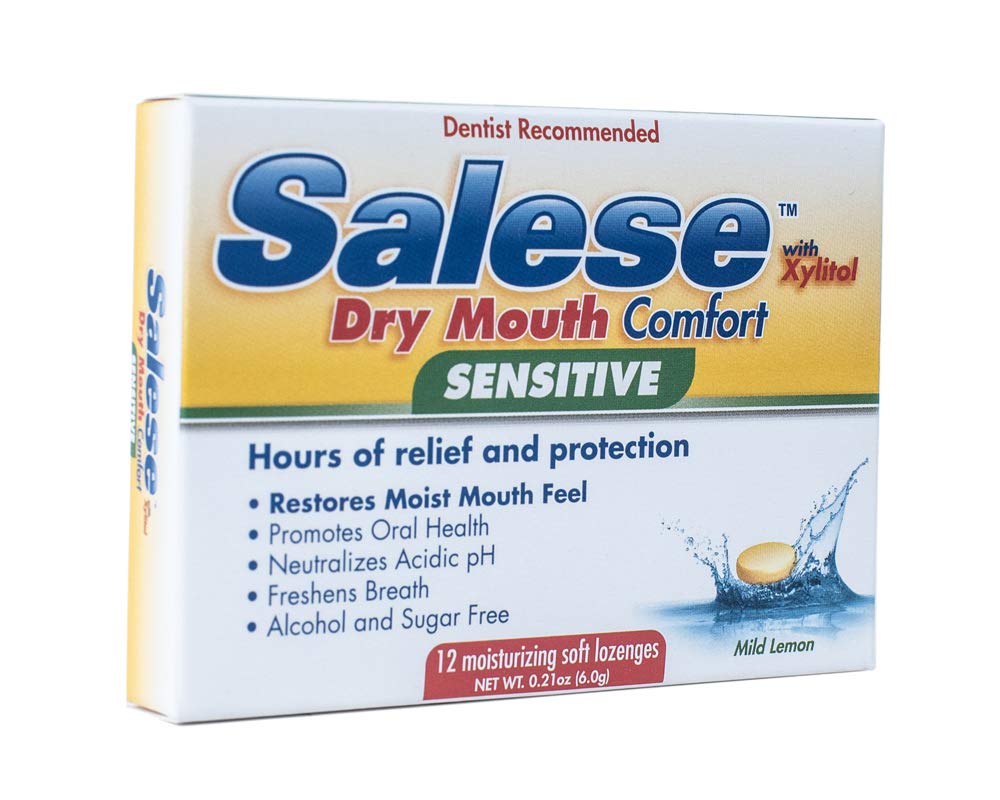 Salese Sensitive Dry Mouth Relief, Xylitol, Time Release, Oral Health Lozenges, Mild Lemon Flavor