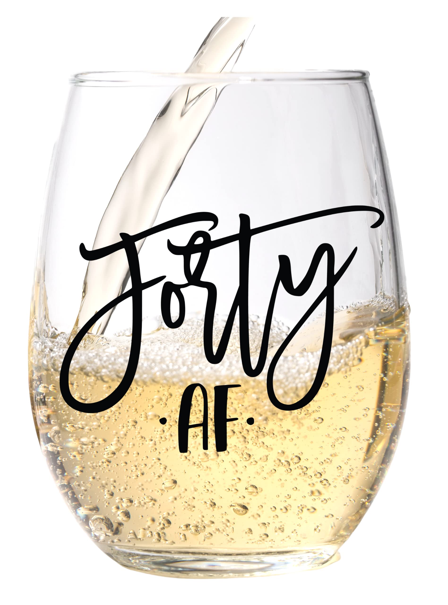 40 AF Funny Wine Glass - 40th Birthday For Women - Silly Bday For Women, Sister, Mom, Grandma, Nana, Best Friend - forty AF Birthday Wine Glass For Decorations, Anniversary, Special Events
