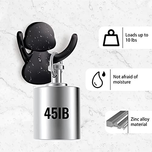 Black Wall Hooks Decorative Coat Hook Wall Mounted Heavy Duty Towel Hook Hardware Robe Hooks Zinc Alloy Double Hooks Single Hook for Hanging Clothes Unique Modern Hooks for Bathroom 3 Pack