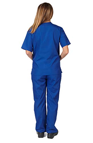 Natural Uniforms Women's Scrub Set Medical Scrub Tops and Pants - Pack of 2 Set (4X-Large, Dark Royal Blue)