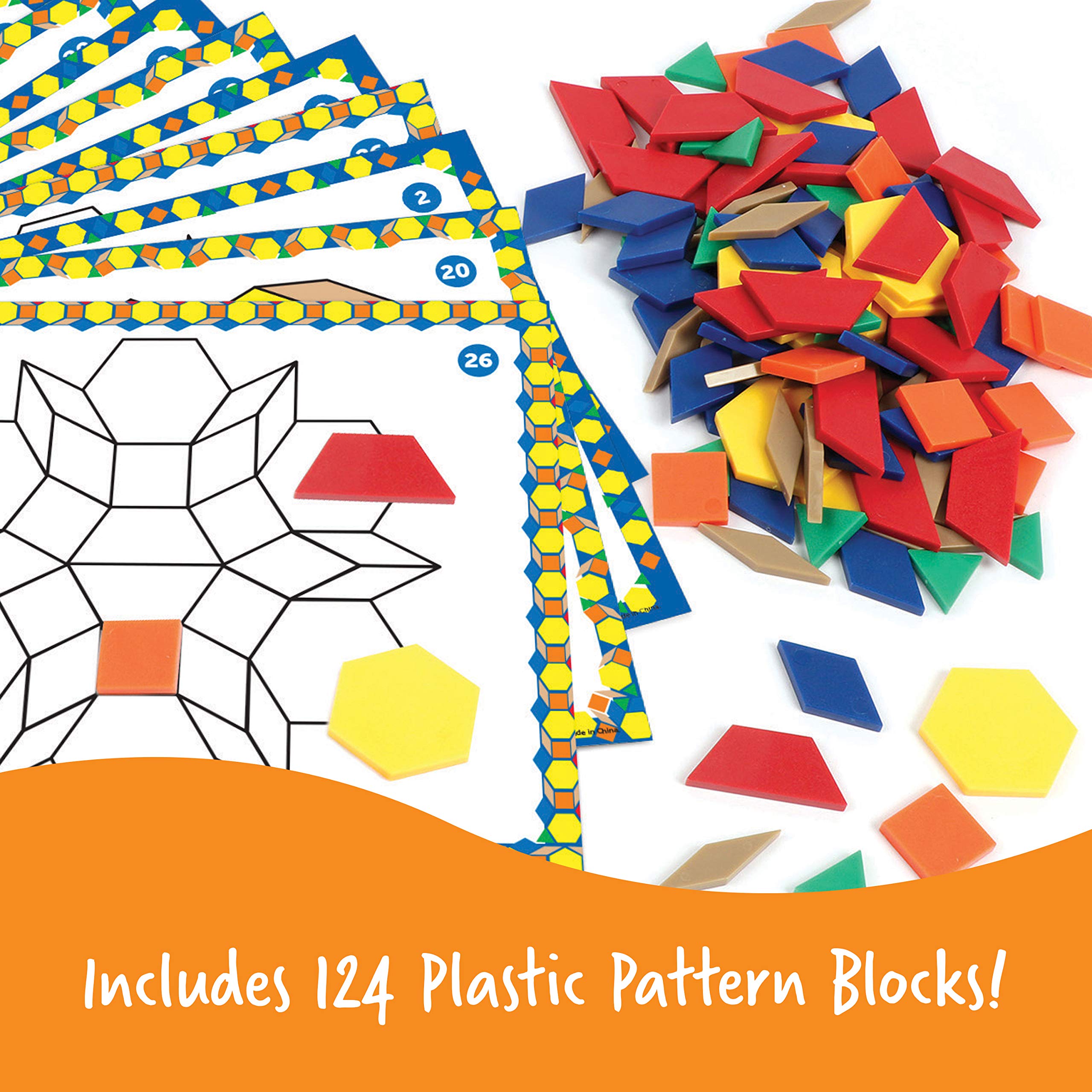 Learning Resources Pattern Block Activity Set, 20 Double-Sided Cards, Puzzles for Kids, Easter Gifts for Kids, Ages 4+