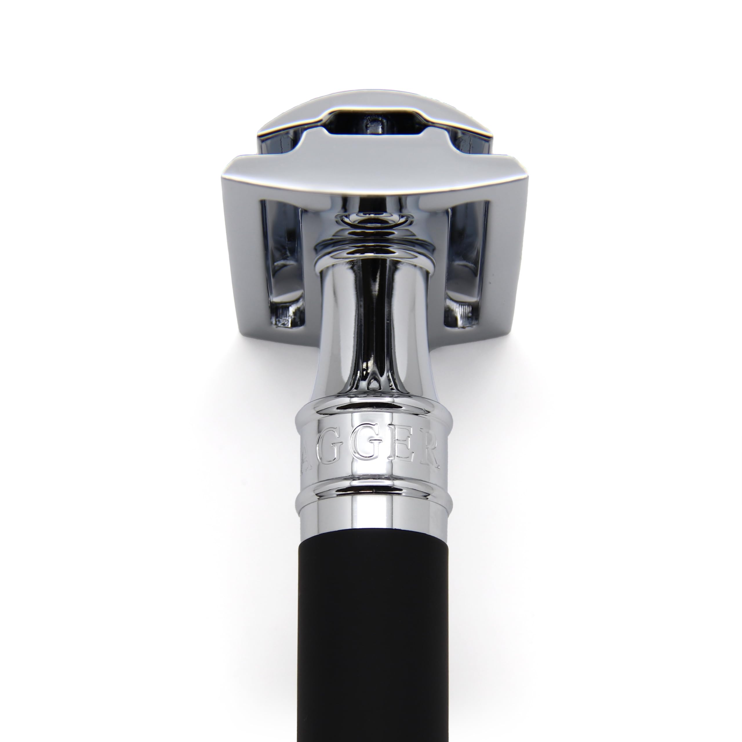Edwin Jagger DES86RCBLAMZ Short Handled Classic Double Edge Manual Eco-Friendly and Reusable Safety Razor for Men and Women for Shaving Cream or Soap Fits All DE Razor Blades (Black Rubber Coated)