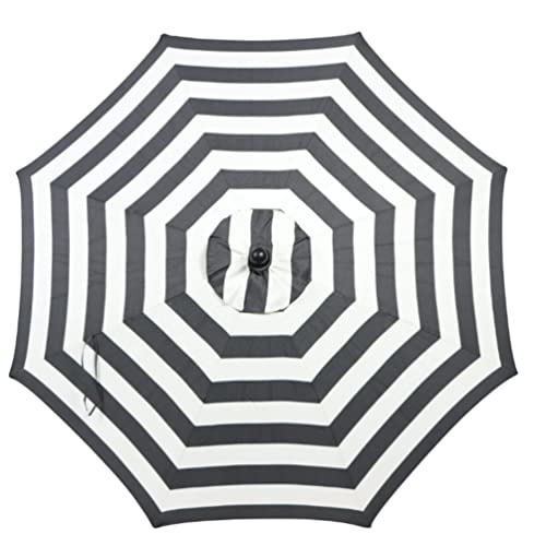 Bayside21 11ft Patio Umbrella Replacement Canopy Market Umbrella Top Outdoor Umbrella Canopy with 8 Ribs,Vented Canopy, Heat Transfer Print Polyester Fabric,Faded Resistant and Sun Protection UPF 50+(Black White Stripe