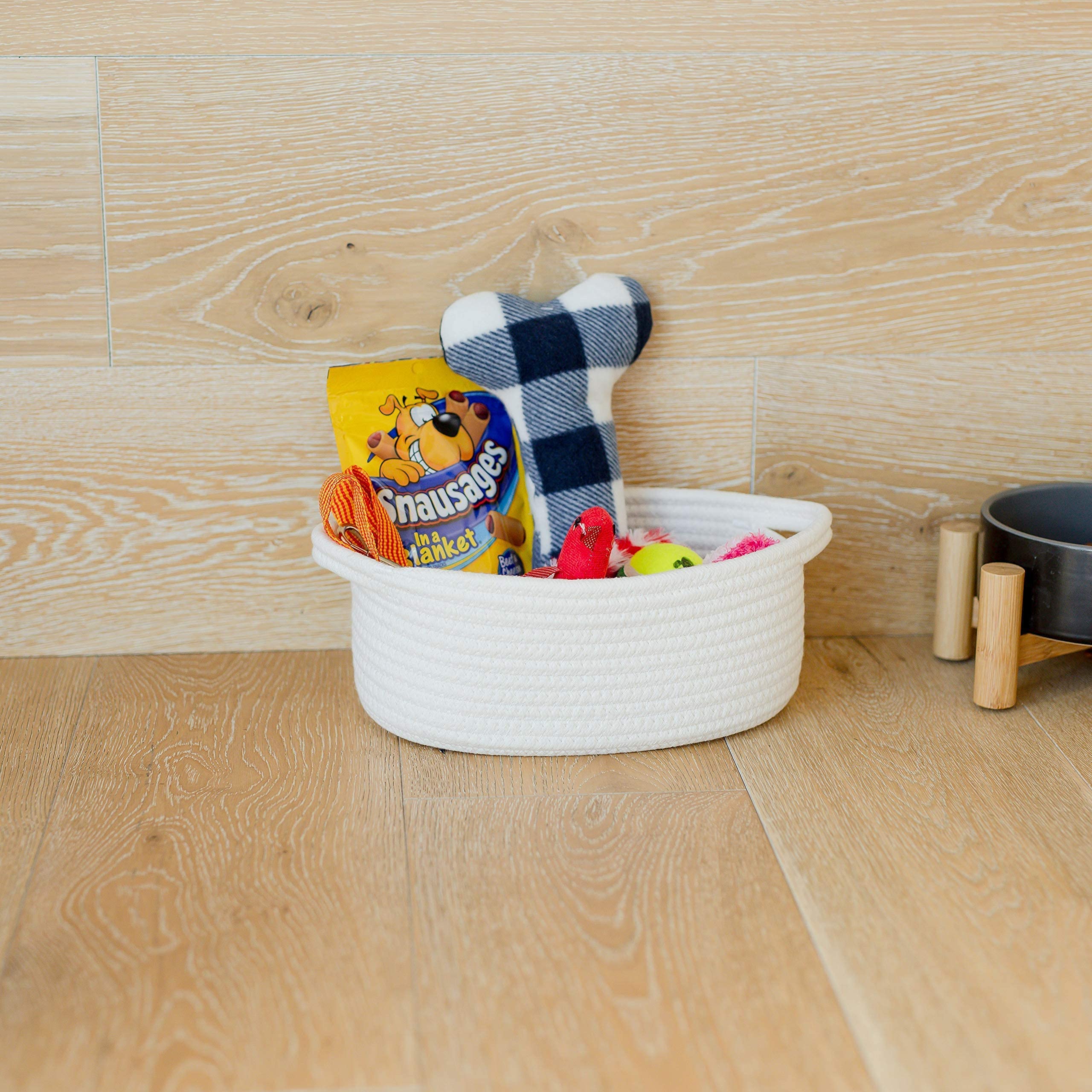 NaturalCozy 3-Piece Oval Storage Basket Set– Natural Woven Gift Basket Empty, Soft Baby Basket for Nursery, Cat Dog Toy Baskets, Small Rope Basket (Off White)
