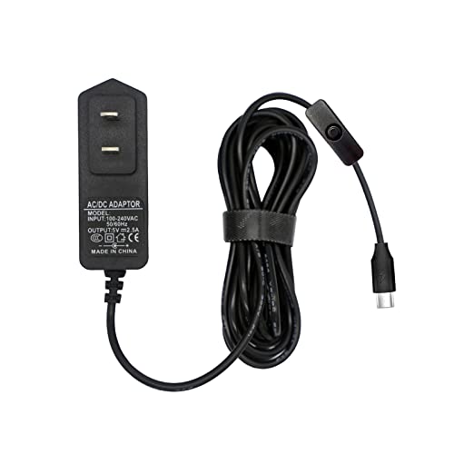 5V 2.5A Micro USB Raspberry Pi 3 Power Supply Adapter for Pi 3, Pi 2, Model B, Pi Zero, Pi Model A A+, Model B B+, Cable Cord with On/Off Switch