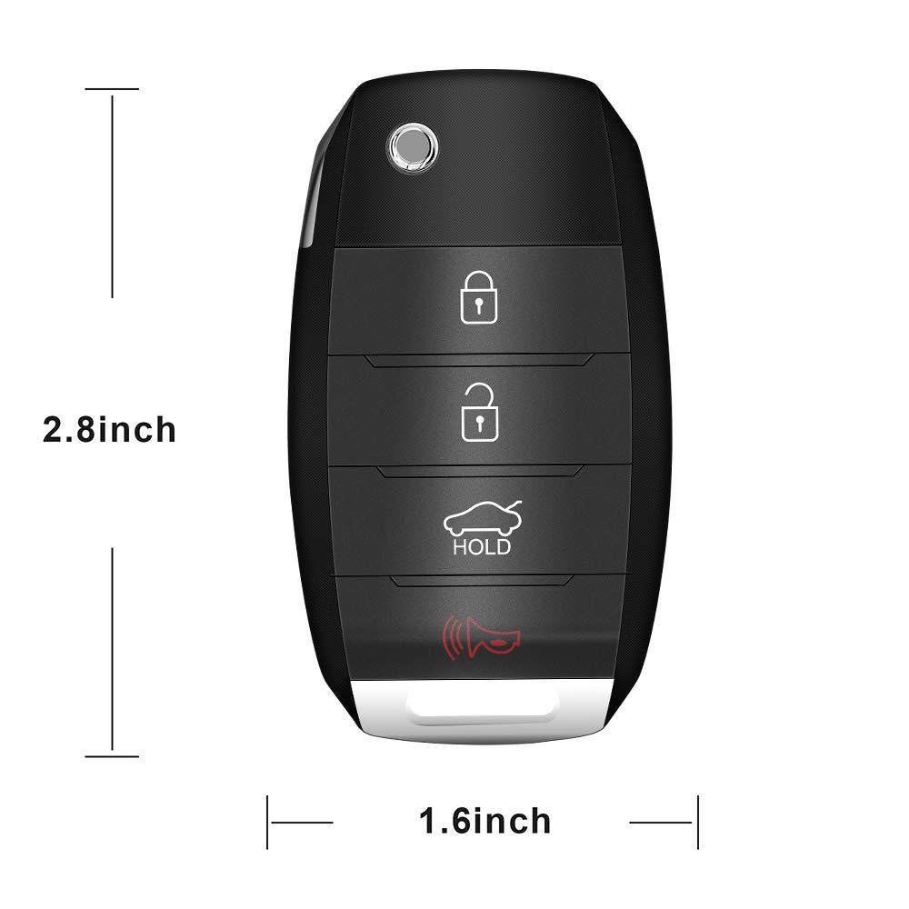 4 Button Smart Keyless Entry Remote Flip Key Fob Compatible with Kia Optima 2014-2015 (NYODD4TX1306-TFL) )