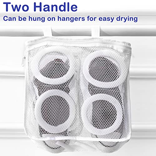 BAYTORY 2Pcs Shoe Washing Bag with Zipper, Mesh Laundry Bag for Washing Machine, Reusable and Durable, Wash Bag for Sneakers, Trainers, Running Shoes, Bras, Socks, Lingerie (1 Large and 1Medium)