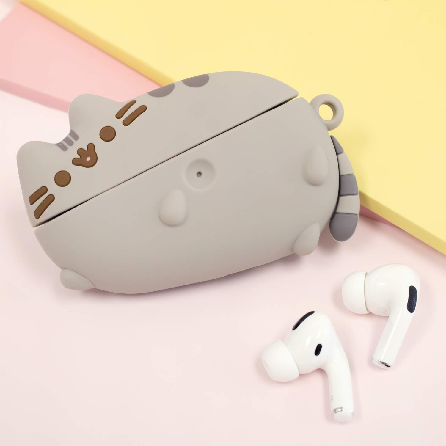 iFace x Pusheen Cute AirPods Pro Case - Pusheen The Cat Silicone Protective Cover [Carabiner Clip Included] [Wireless Charging Compatible] - Laying Down