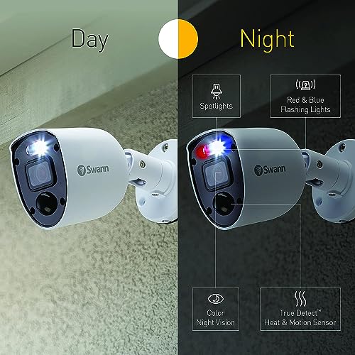 Swann Home DVR Security Cam System with 2TB HDD, 16 Channel 12 Camera, 1080p Video, Indoor or Outdoor Wired Surveillance CCTV, Color Night Vision, Heat Motion Detection, LED Lights, 16468012