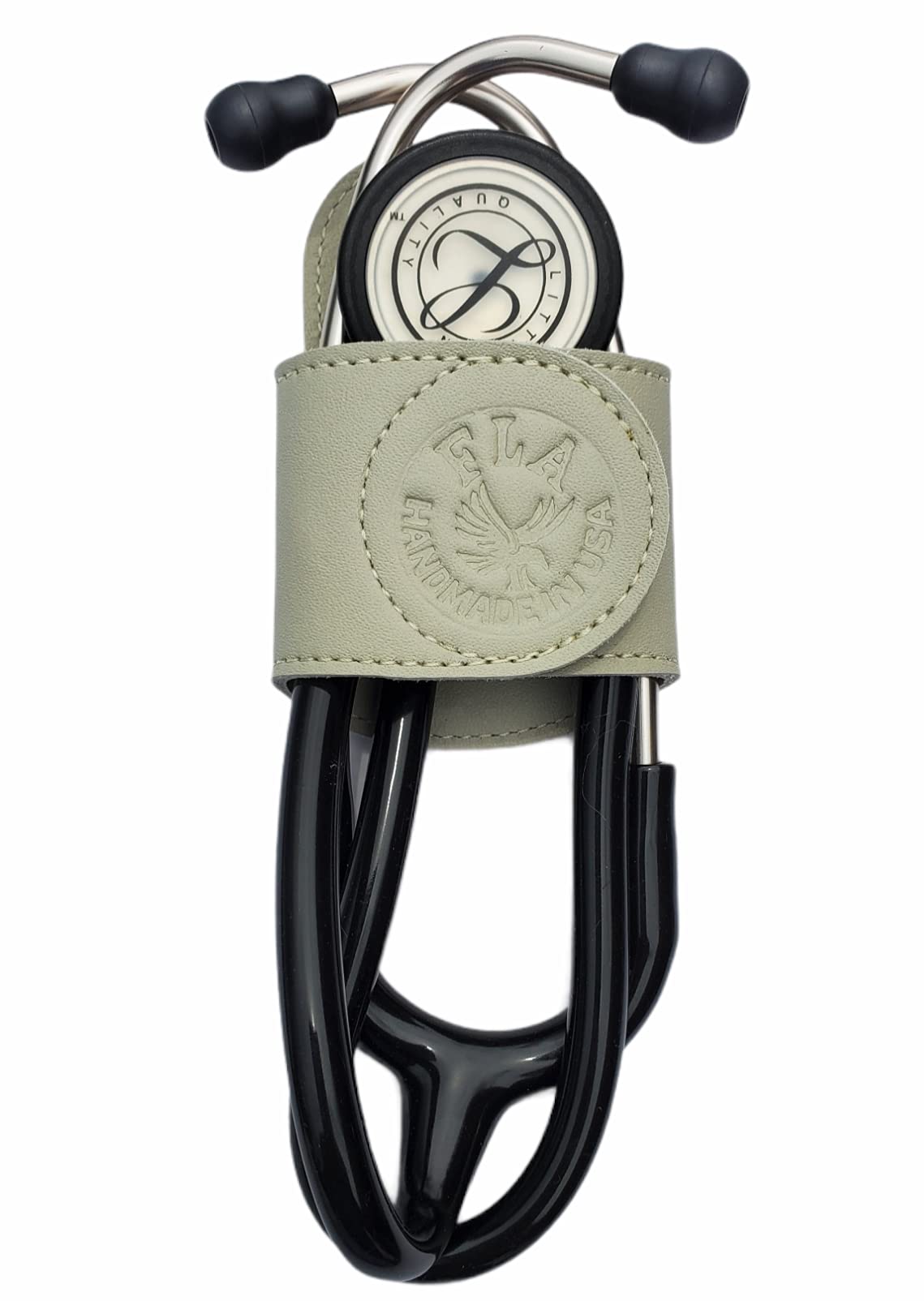 Stethoscope holder Pro Handmade in USA Real Leather (Beige new)