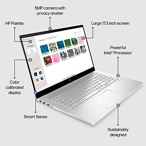 HP Envy 17 17.3" FHD Touchscreen Business Laptop Computer, 12th Gen Intel 12 Cores i7-1260P, 64GB DDR4 RAM, 2TB PCIe SSD, WiFi 6, Bluetooth 5.3, Backlit Keyboard, Silver, Windows 11 Pro