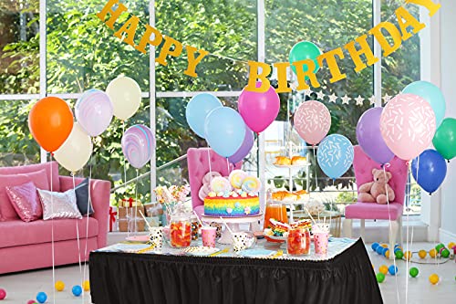 DecorRack Table Skirt, 29 in x 14 ft -BPA Free- Plastic Tableskirt, Disposable, Reusable, Rectangular Tablecloth Skirt, Black (1 Pack)