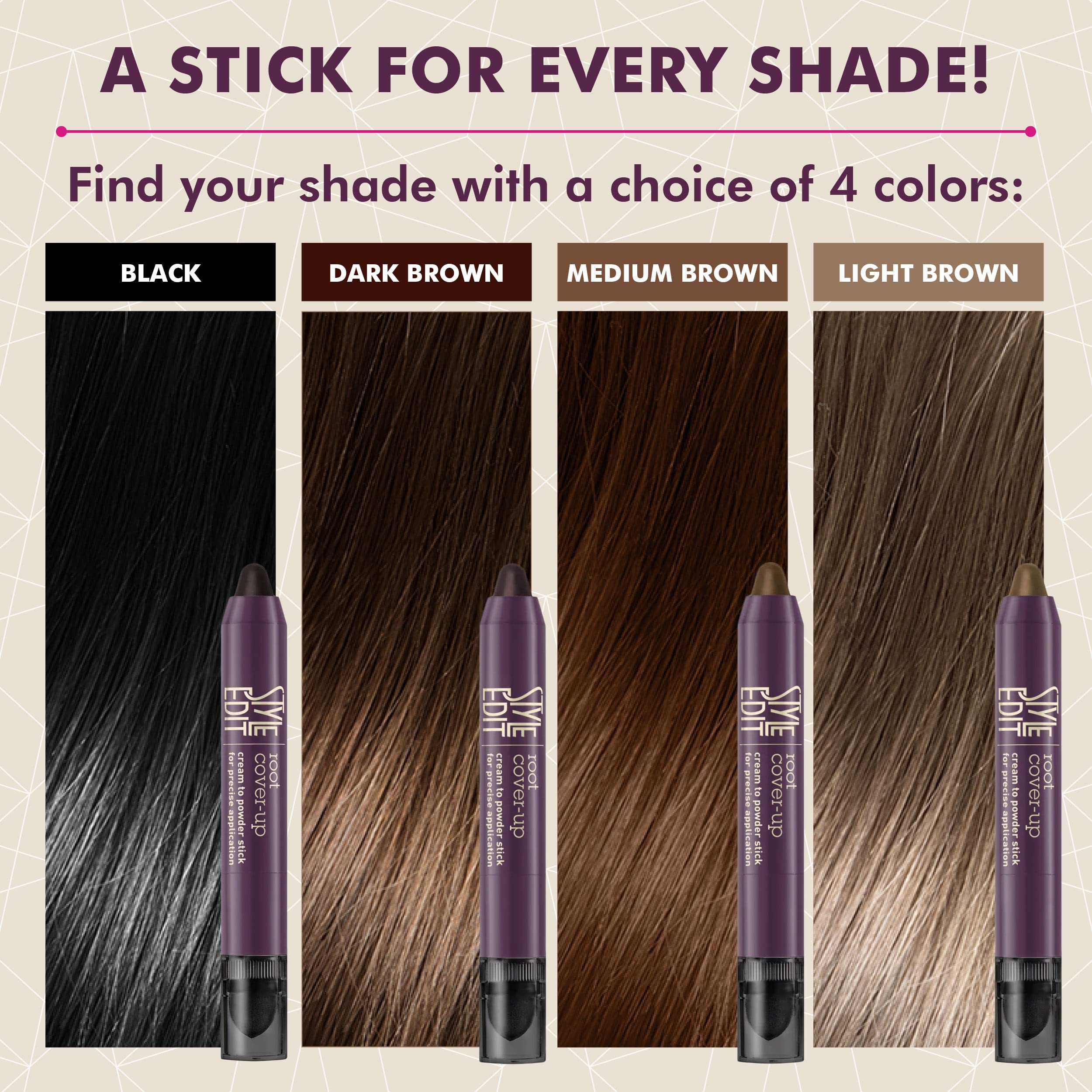 Style Edit Root Touch Up Stick - Instant Concealer for Grays and Roots (Dark Brown)