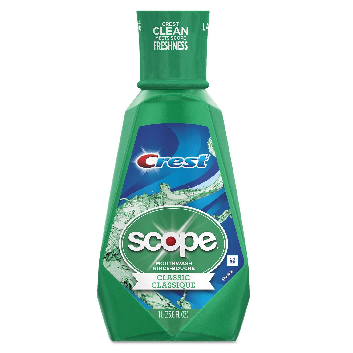 Crest + Scope Mouth Rinse, Classic Mint, 1 L Bottle, 6/carton