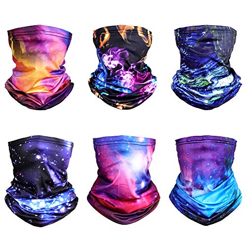 6 Pieces Sun UV Protection Face Mask Cooling Neck Gaiter Balaclava Bandana Scarf