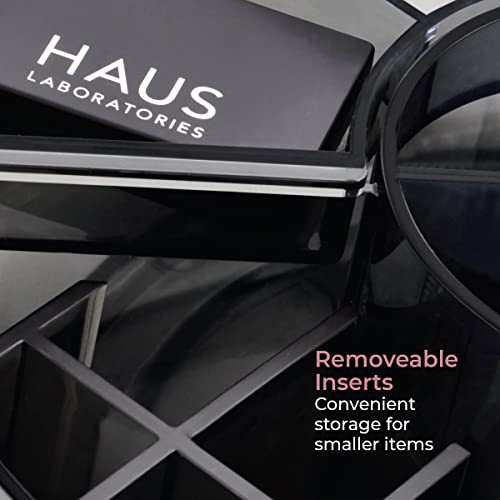 IDesign The Sarah Tanno Collection Lazy Susan Spinning Cosmetic Organizer, Made of Recycled Plastic, Smoke/Black 10 x 10 x 3.5"