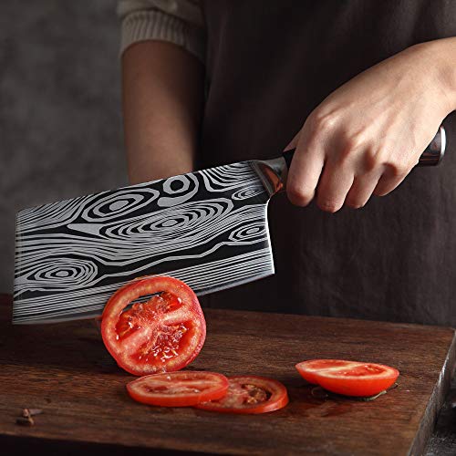 Theexecva Meat Cleaver, 7" Chinese Chef’s Knife Vegetable Cleaver German High Carbon Stainless Steel Kitchen Knife With Ergonomic Handle for Cooking (Meat knife)