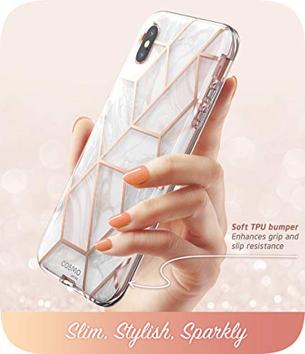 i-Blason Cosmo Full-Body Case for iPhone Xs/ iPhone X Case 2018 Release, Marble, 5.8"