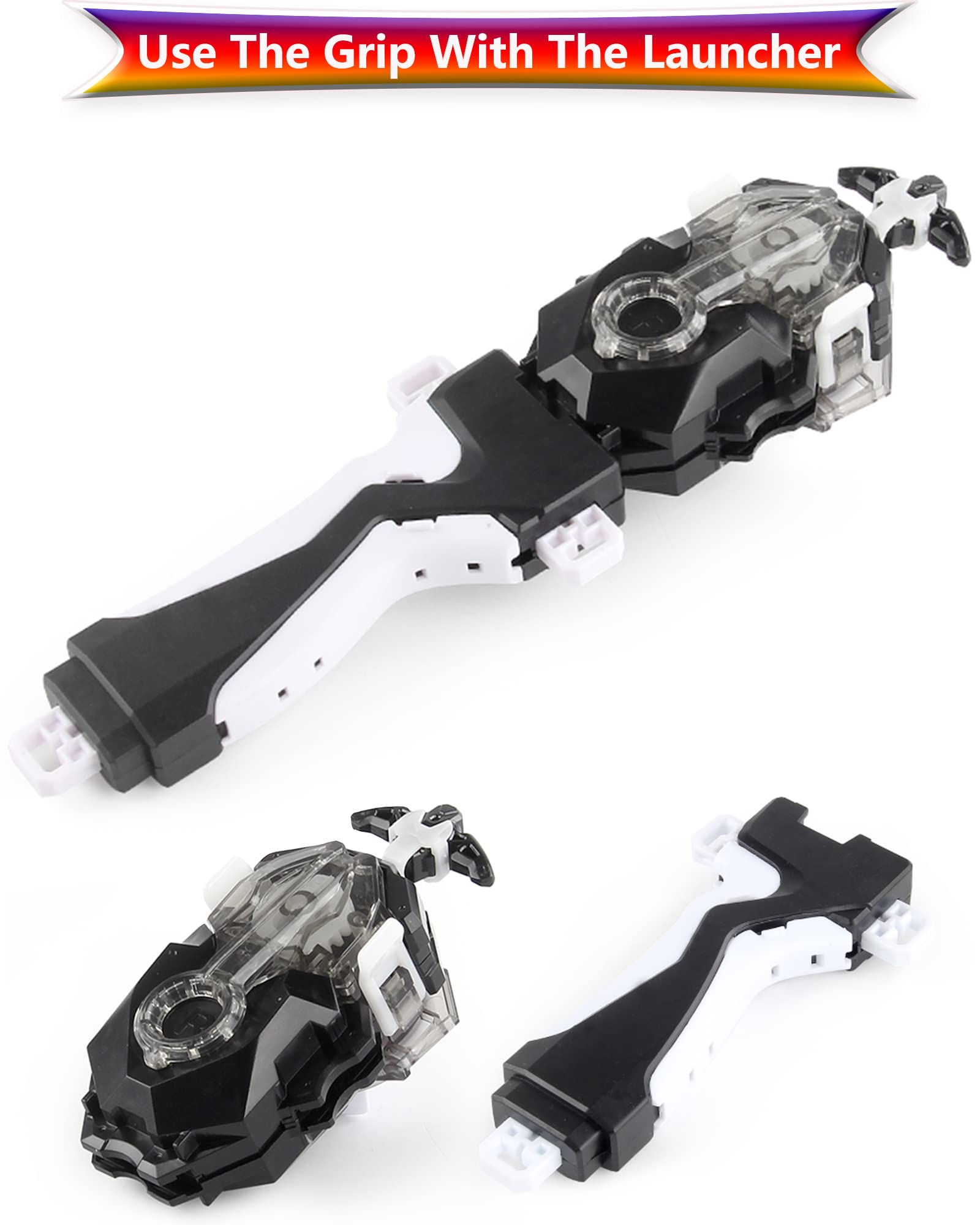 Bey Battling Tops Burst Launcher and Grip, Custom Bay Blade Launcher LR Left Right Spin DB Layer System Compatible with All Bey Burst Series (White)