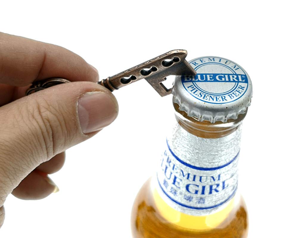 50pcs Skeleton Key Bottle Opener Wedding Party Favor Souvenir Gift with Candy Box and Ribbon(Antique Copper)