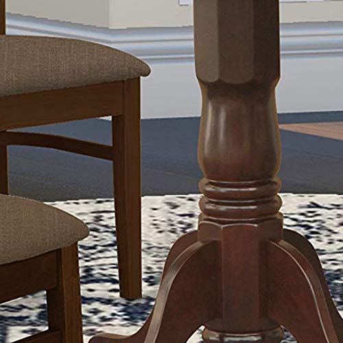 East West Furniture Dublin 5 Piece Set Includes a Round Dining Room Table with Dropleaf and 4 Linen Fabric Upholstered Chairs, 42x42 Inch, Espresso