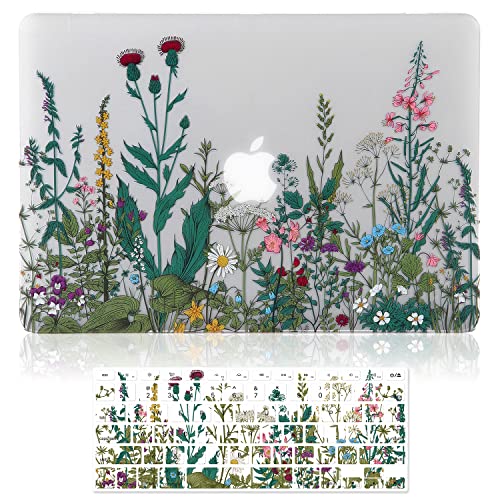 iDonzon Case for MacBook Air 13 inch (A1466/A1369, 2010-2017 Release), 3D Effect Matte Clear See Through Hard Cover & Keyboard Cover Only Compatible Older Version Mac Air 13.3 inch - Garden Flowers