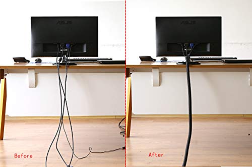 Alex Tech 25ft - 1/2 inch Cord Protector Wire Loom Tubing Cable Sleeve Split Sleeving for USB Audio Video Power Cord β Protect Cat from Chewing - Black