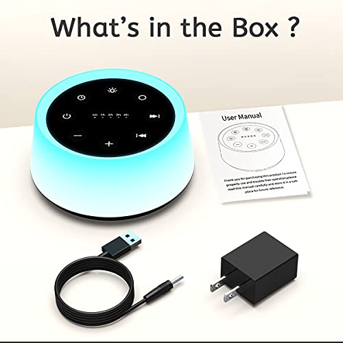 ColorsNoise Sound Machine and White Noise Machine with 30 Soothing Sounds with 12 Colors Baby Night Light with Memory Function (T-Black)