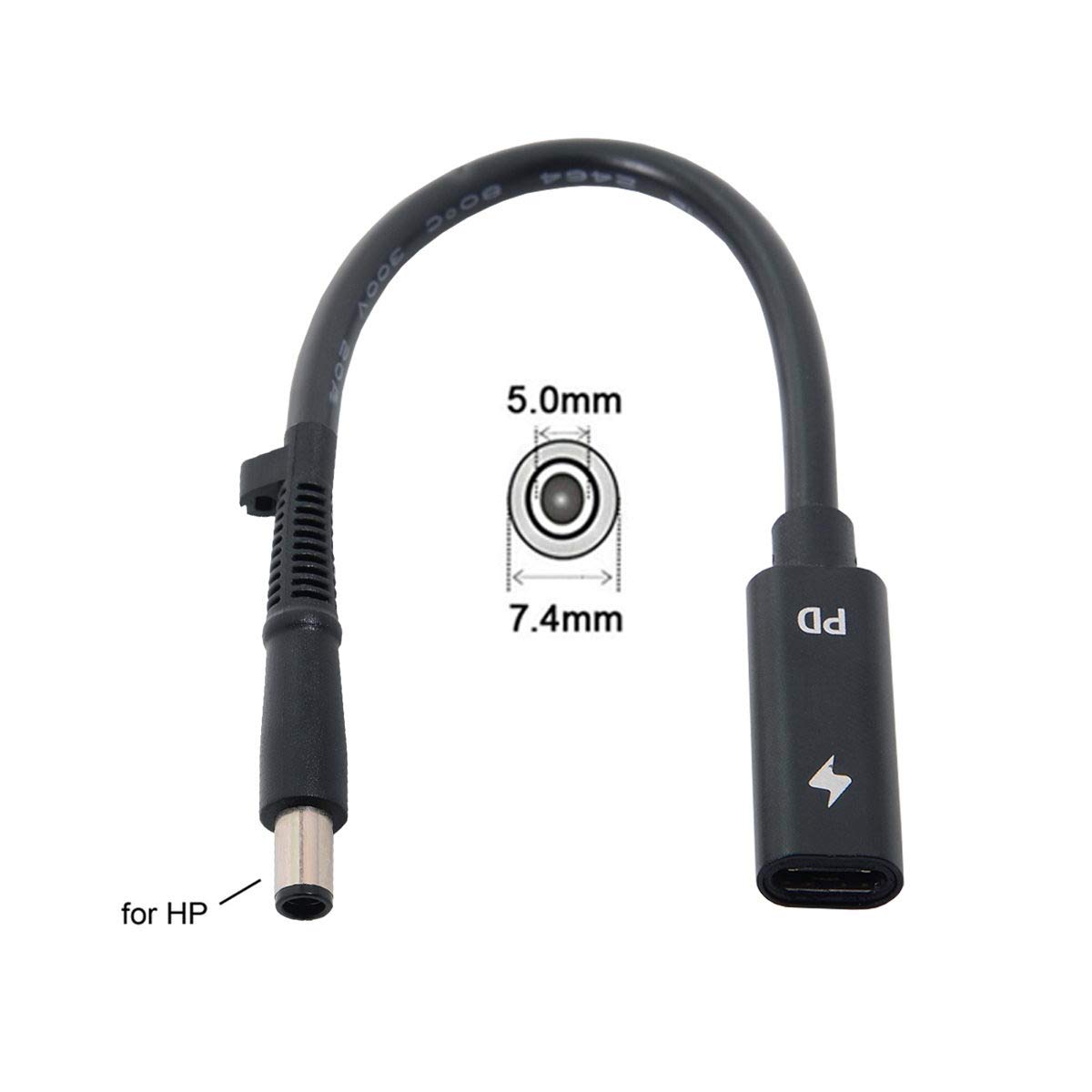 JSER Type C USB-C Female Input to DC Power PD Charge Cable fit for Laptop 18-20V (7.4x5.0mm)…
