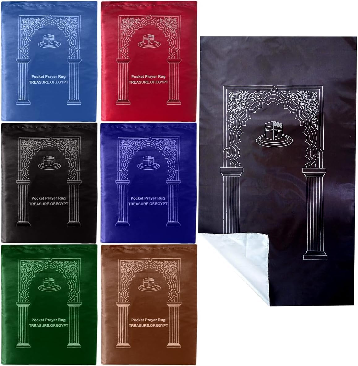 Generic Mini Pocket Portable Travel Prayer Praying Rug Mat Namaz Carpet (8 Pcs) Islamic Muslim Gebetsteppich Musallah Foldable Waterproof Salah Sajadah Sajjadah Gift Ramadan Eid Random Assortment