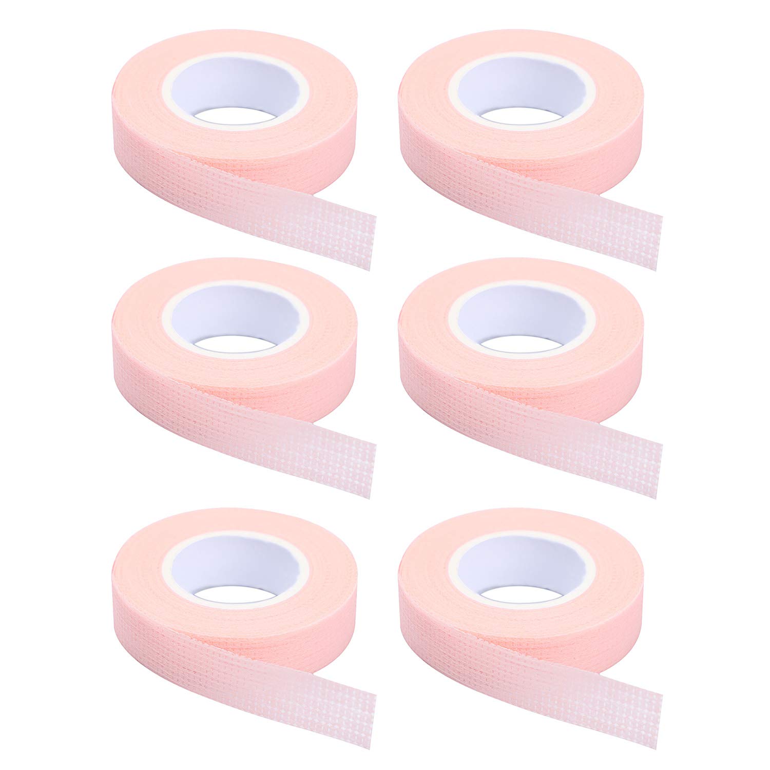 6 Rolls Eyelash Tape,Adhesive Fabric Eyelash Extension Tape,Breathable Micropore Fabric Tape for Eyelash Extension Supplies,9 m/10 yard Each Roll (Pink)