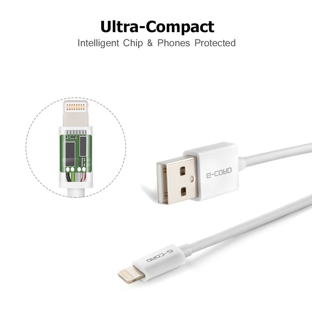 G-Cord Apple MFI Certified Short Lightning to USB Charging and Sync Cable (5 Pack, 7 Inch)