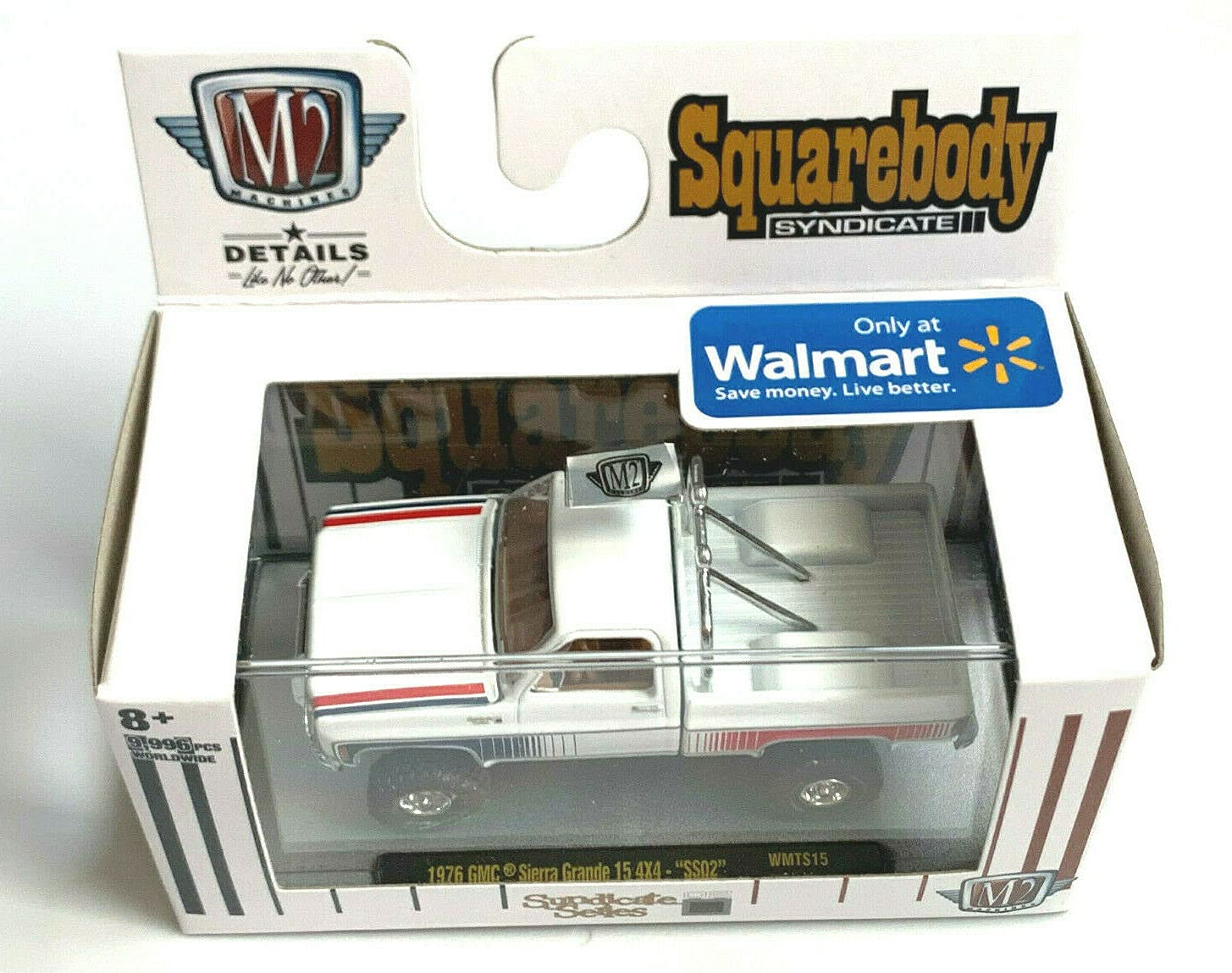 M2 Machines 1976 Sierra Grande 15 4x4 SS02 (1:64 Scale) White, Squarebody Syndicate