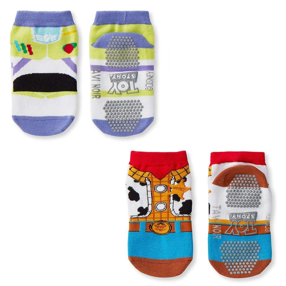 TAVI NOIR Tiny Soles Disney Character Pattern Toddler Low Rise No-Slip Grip Socks Packs, Toy Story, S - 2-4 y/o