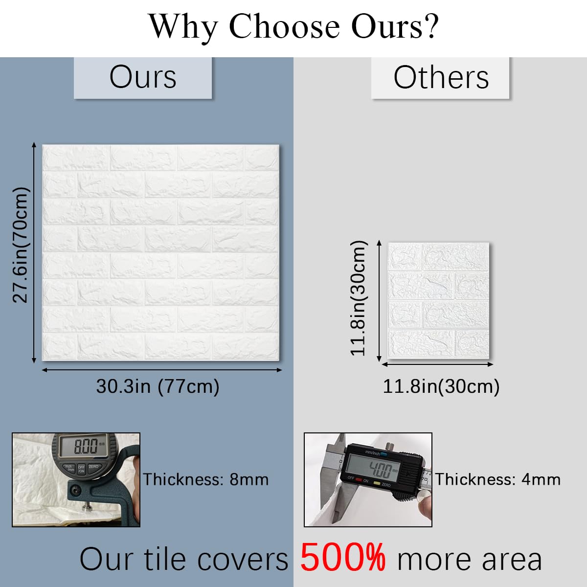 Arthome Brick Wall Panels 116 Sq.Feet Coverage,Peel and Stick 3D Wallpaper,Self Adhesive Waterproof Foam Brick for Living Room,Bedroom,Laundry,Kitchen,Fireplace,TV Wall Decoration (White 20 Pack)