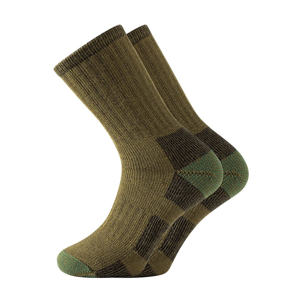 78% Merino Wool Socks for Men ACOL Reinforced Toe Heel Thick Moisture Wicking Terry-Loop Cushioned Outdoor Hiking Running